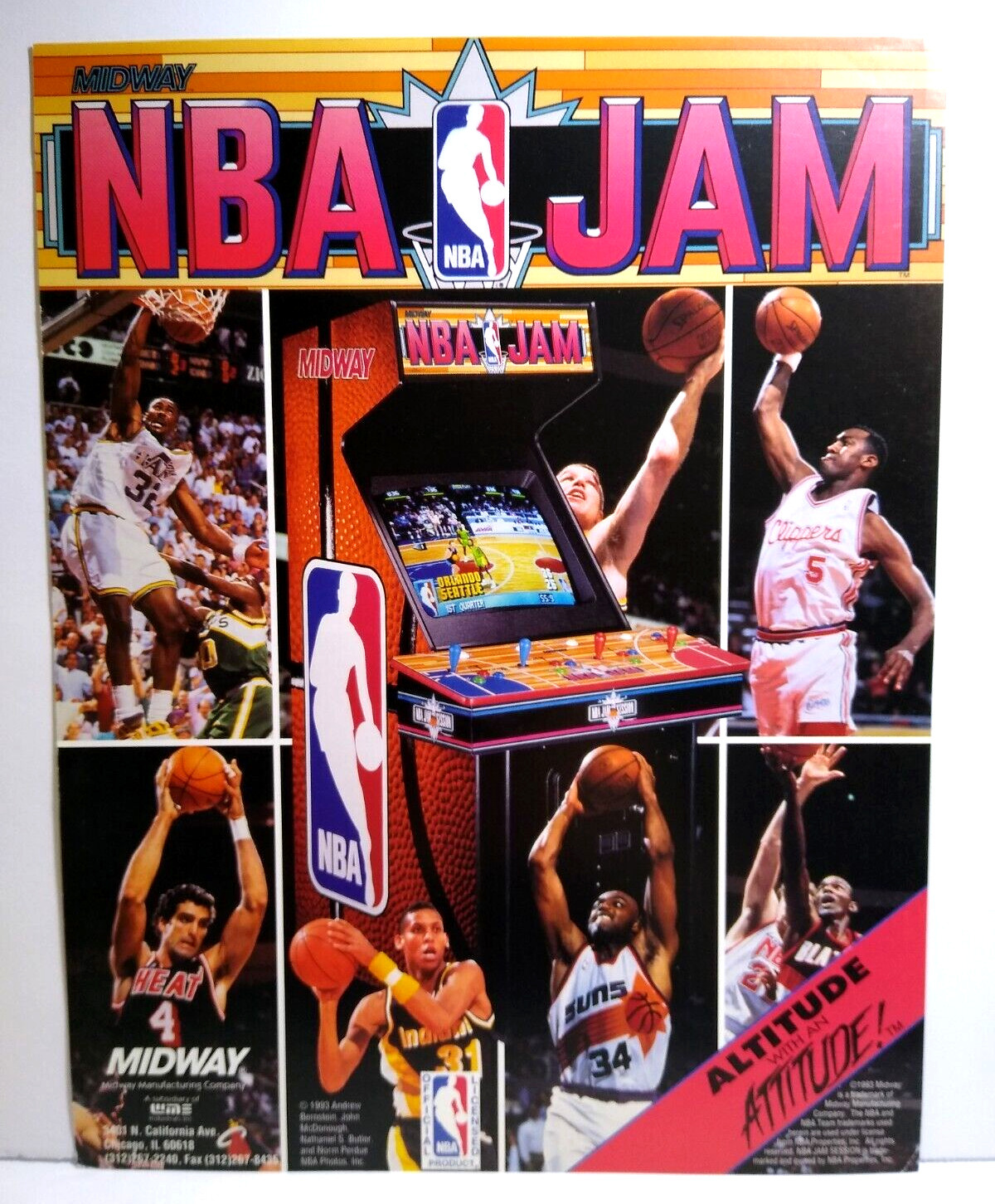 NBA Jam Basketball Arcade Flyer Original 1993 Video Game Retro Art 8.5 ...