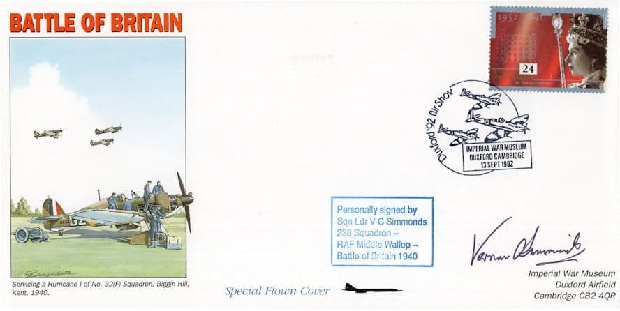 Vernon Simmonds RAF WW2 233 Squadron Battle Of Britain Hand Signed FDC ...