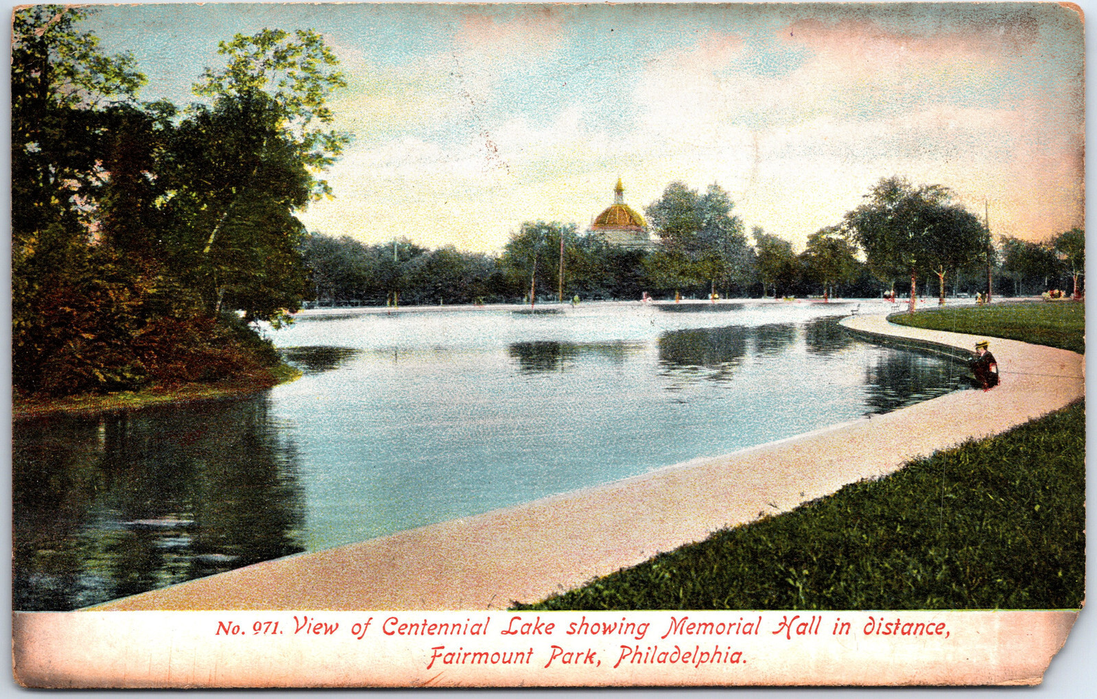 Vintage Postcard Centennial Lake and Memorial Hall in Distance ...