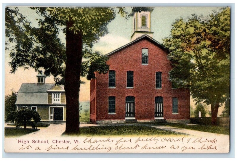 1907 Exterior High School Building Chester Vermont VT Vintage Antique ...
