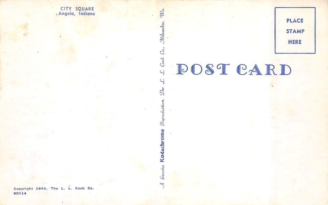 Angola IN Indiana CITY SQUARE Street Scene~Civil War Monument~50's Cars ...