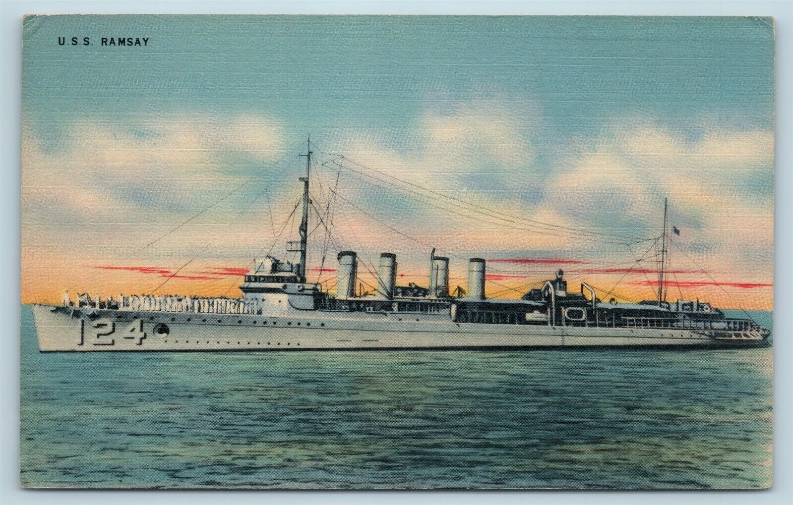 Postcard USS Ramsay DD 124 US Navy Destroyer Mine Layer WWII WW2 V11 ...