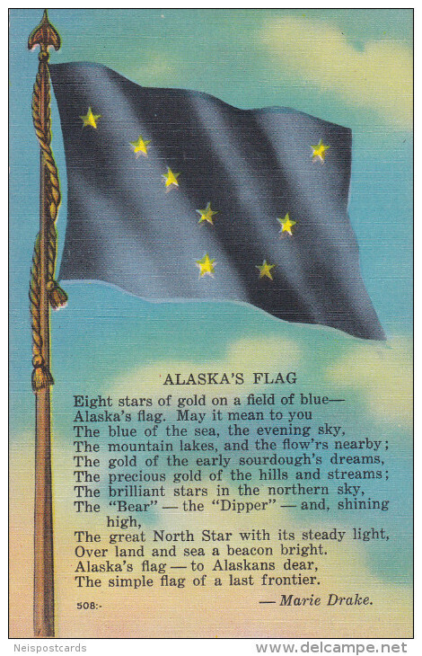 Alaska's Flag, Poem by Marie Drake, ALASKA, 1930-1940s | United States ...