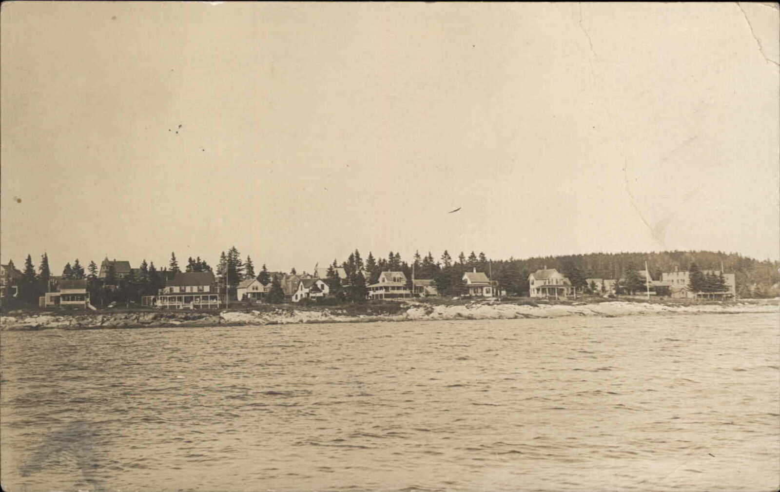 Antique RPPC Ocean Point Maine ME Waterfront Homes FLAGG Real Photo PC ...