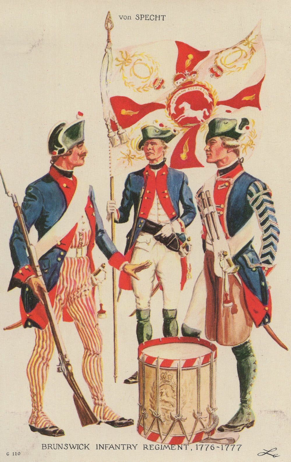 Brunswick Infantry Regiment Bon Specht 1776 German Uniform Postcard ...
