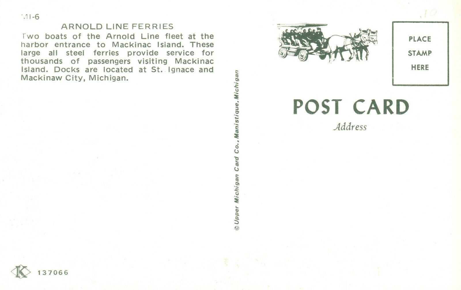 Vintage Postcard Arnold Line Ferries 2 Boats Harbor Entrance Mackinaw ...