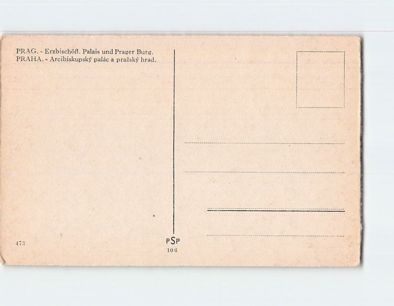 Postcard Arcibiskupský palác a pražský hrad, Prague, Czech Republic ...