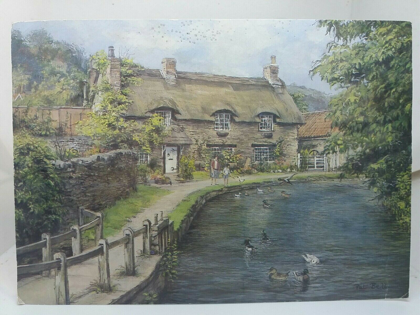 Large Vintage Postcard Thornton Le Dale Yorkshire Painting by Pat Bell ...