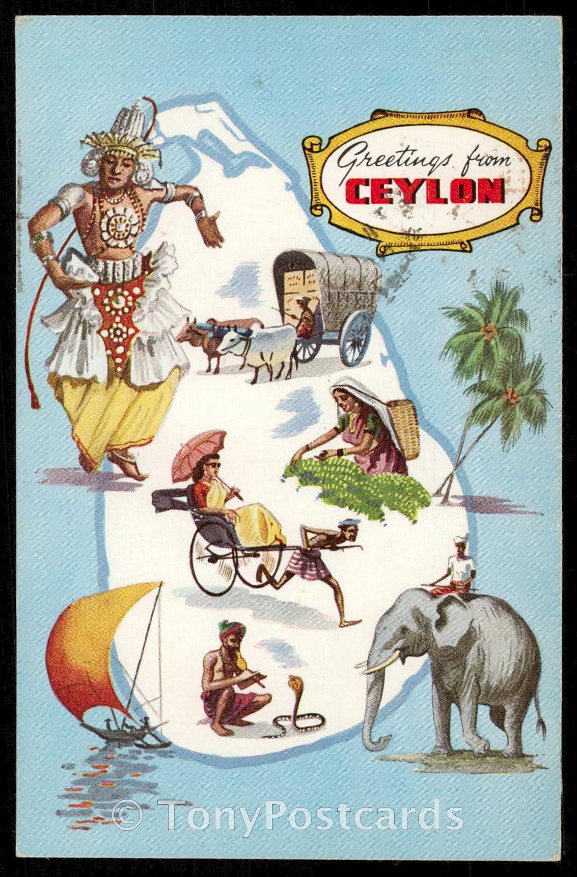 Greetings from Ceylon | Asia & Middle East - Sri Lanka, Postcard ...