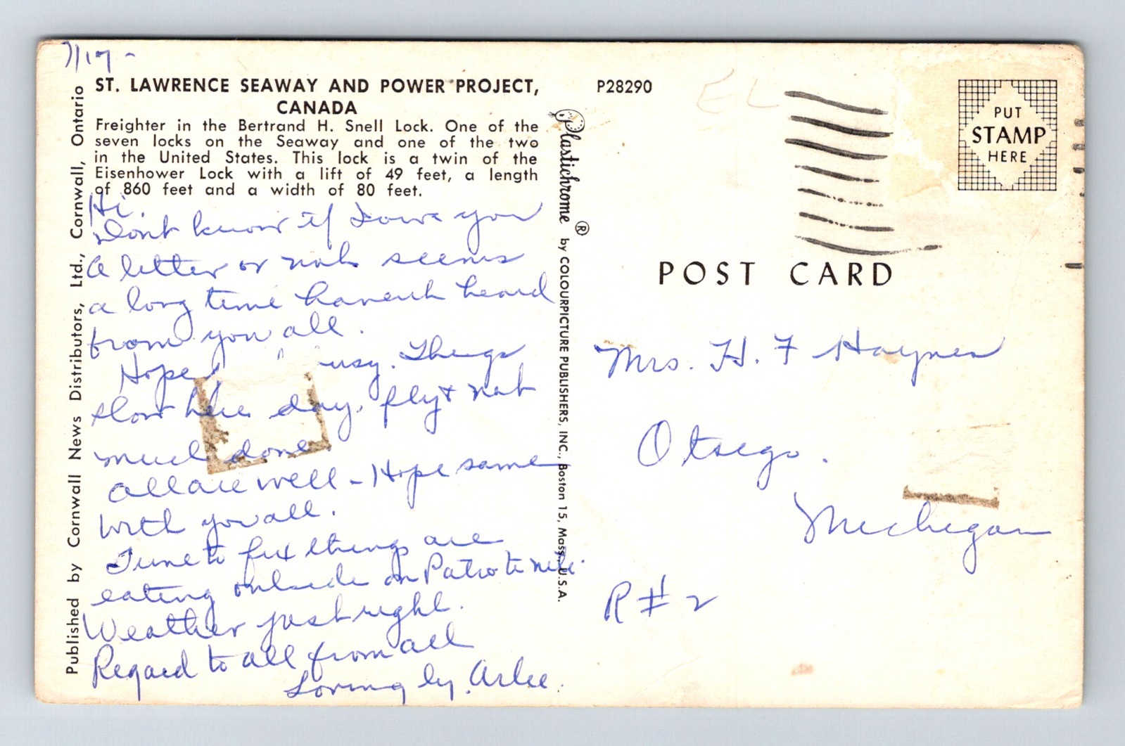 St Lawrence Seaway Power Project Canada Bertrand H Snell Lock Vintage ...