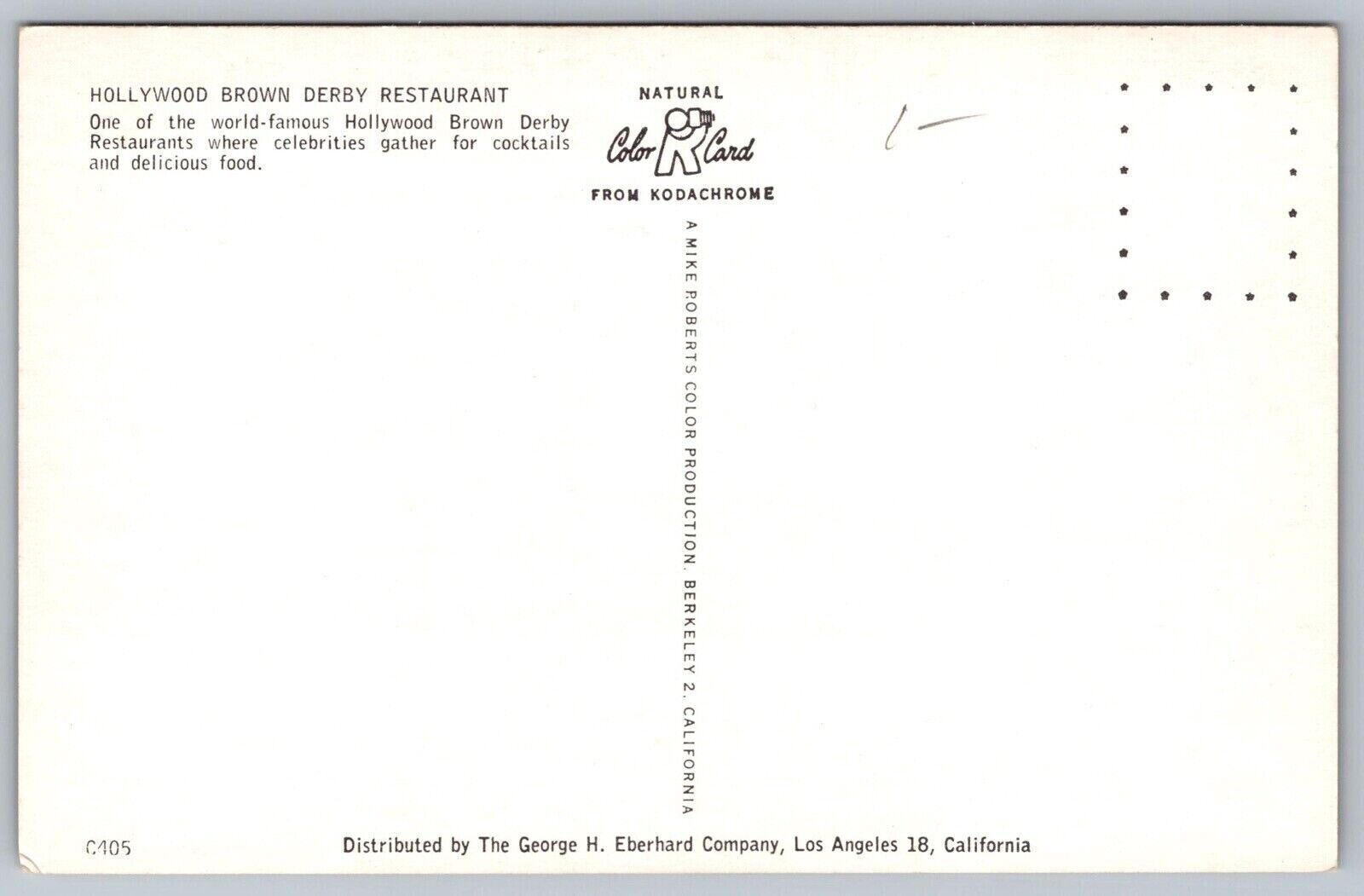 Hollywood Brown Derby Restaurant Street View Signs Palm Trees Vintage ...