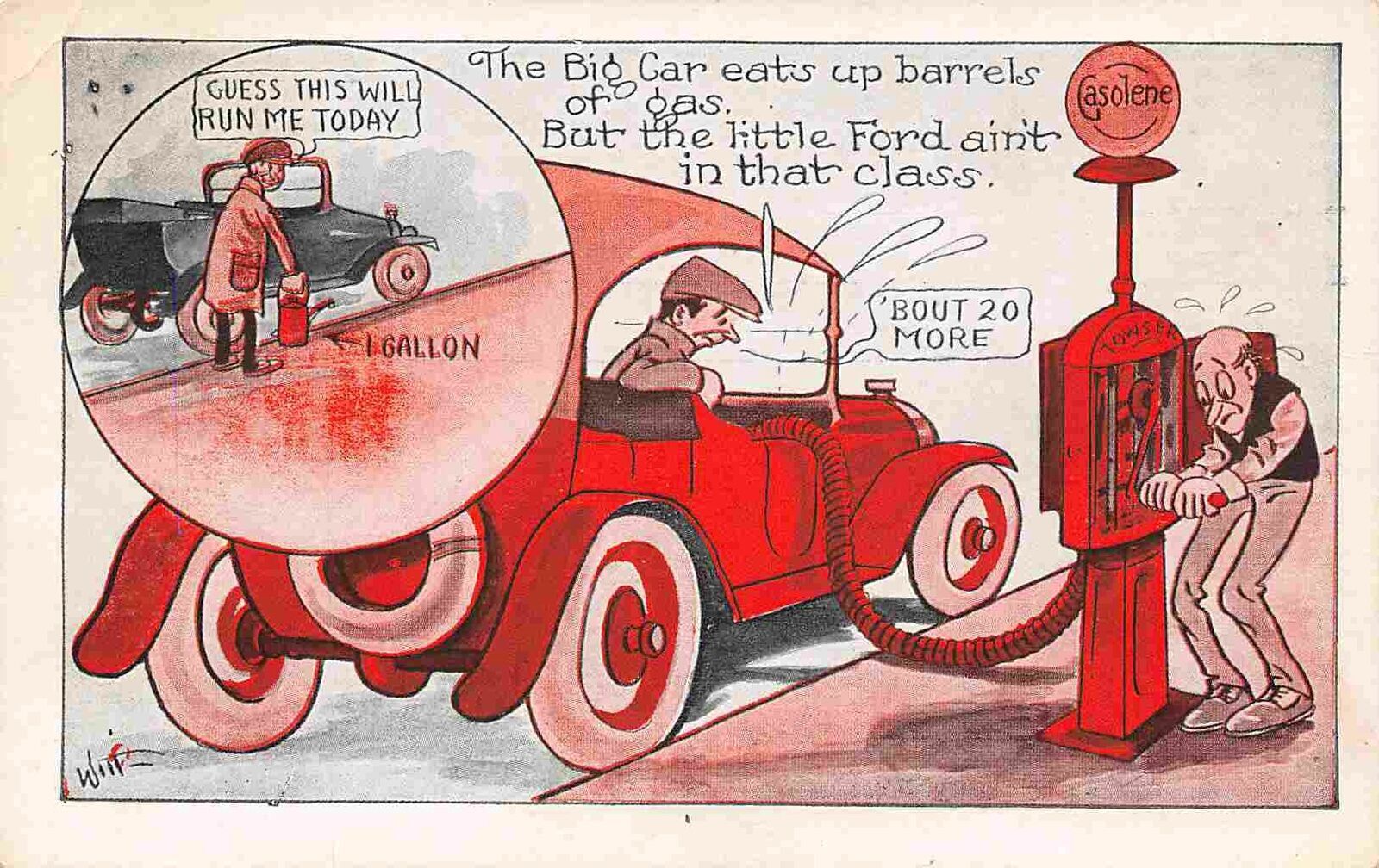 Little Ford Automobile Saves Gas Witt artist signed Comic Ford Booster ...