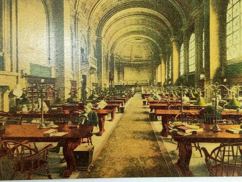 Postal antigua década de 1910 Bates Hall Public Library Boston ...
