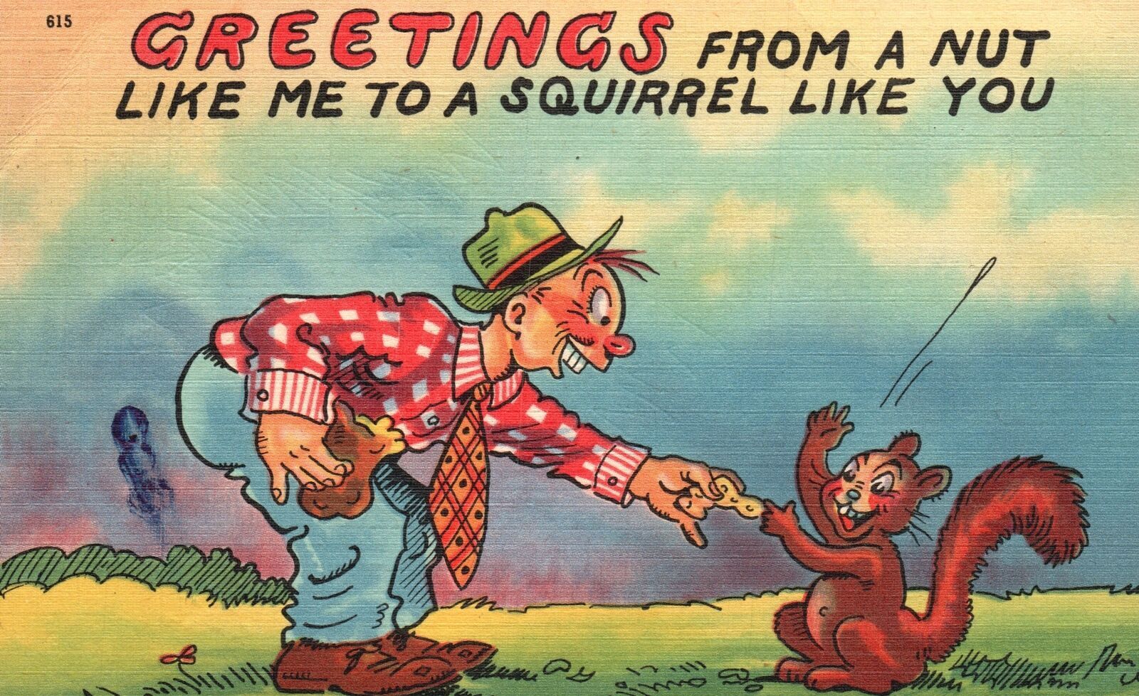 1948 Greetings From A Nut Like Me To A Squirrel Like You Comic, Vintage ...
