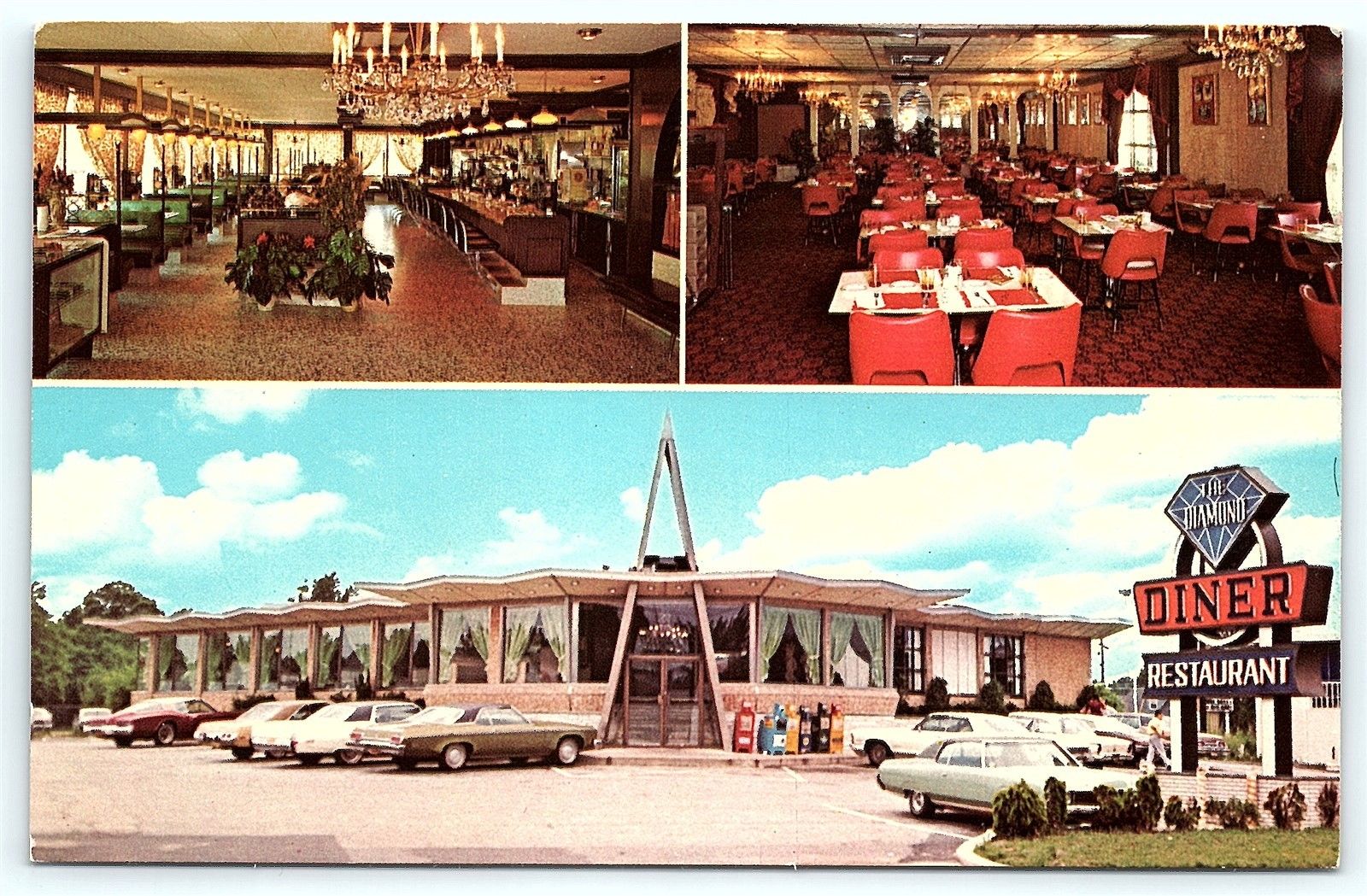 Postcard NJ Cherry Hill The Diamond Diner Multiview Old Cars R06 ...