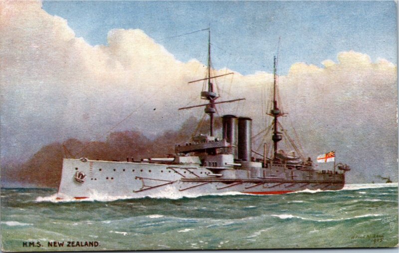 Tuck Postcard HMS New Zealand Battleship Royal Navy WWI Scrapped 1923 ...