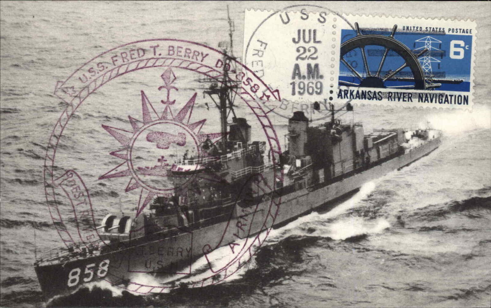 Newport RI Battleship Boat Ship Cover USS Fred T. Berry c1969 Postcard ...