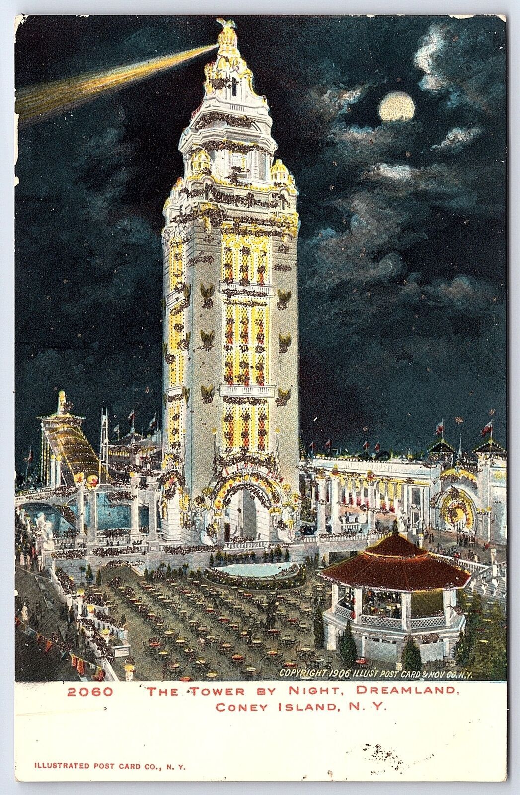 The Tower By Night Dreamland Coney Island New York NY Historic Building ...