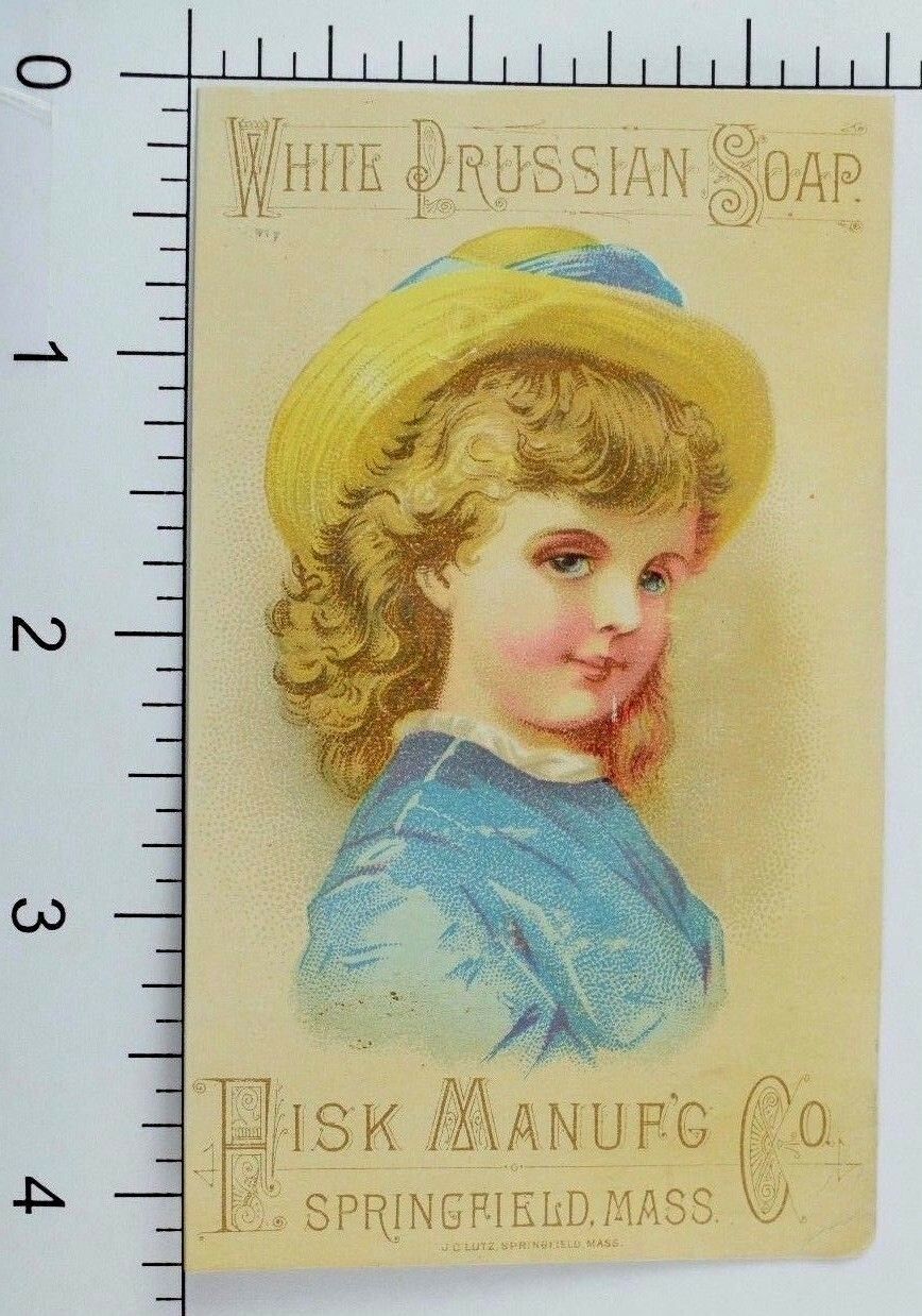 1880's-90's Pisk Mfg. Co. White Russian Soap Cute Girl Blue Dress & Hat ...