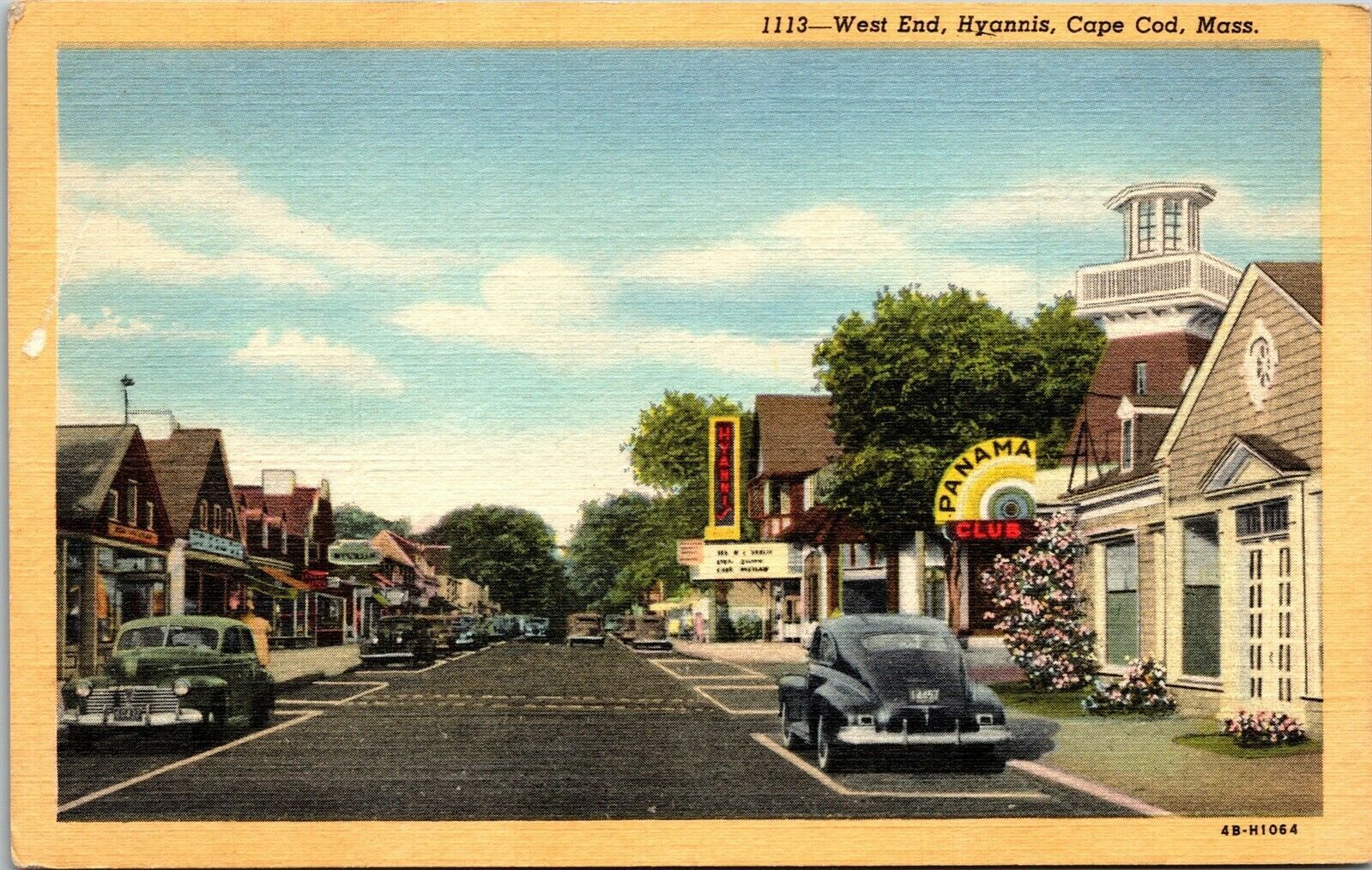 Vtg Cape Cod MA West End Hyannis Street View old Cars Club Panama 1940s ...