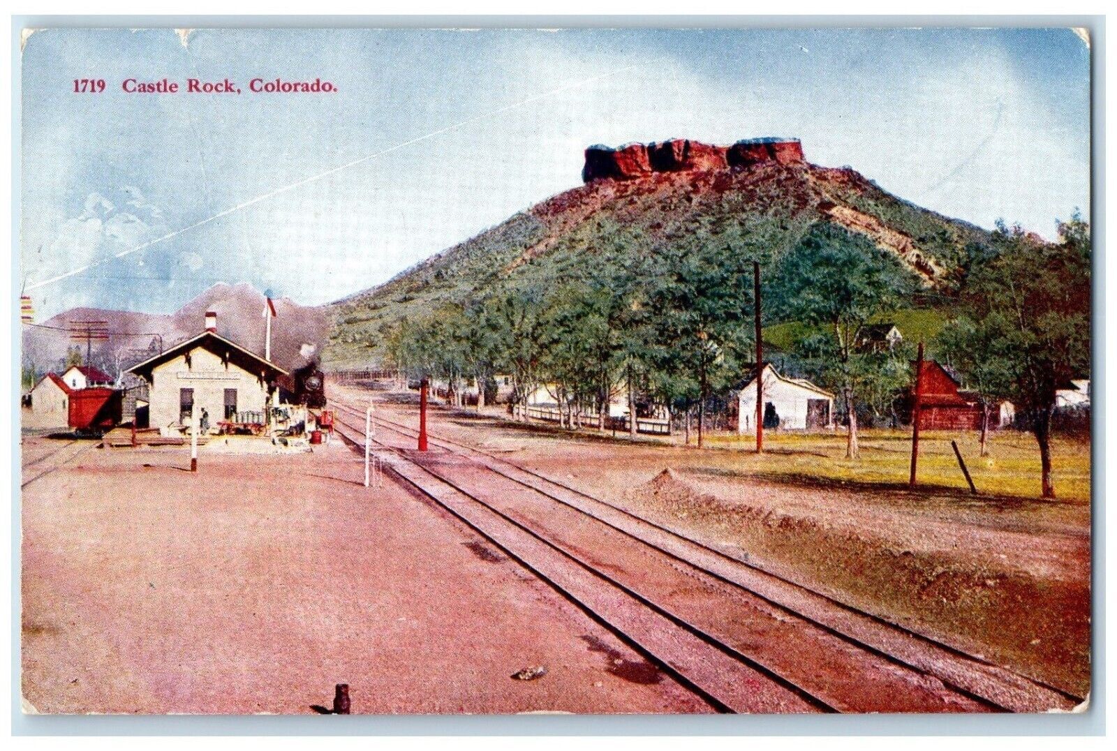 Colorado CO Postcard Castle Rock Depot Railroad Train Secret Message ...