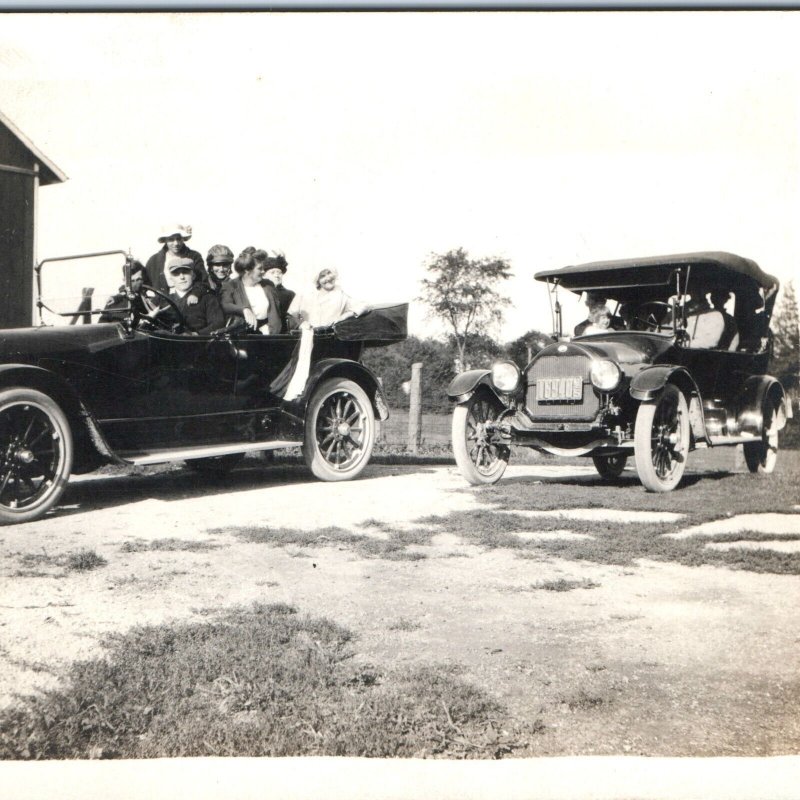 1915 IL Overland & Cole Touring Car RPPC Full Cars Real Photo Postcard ...