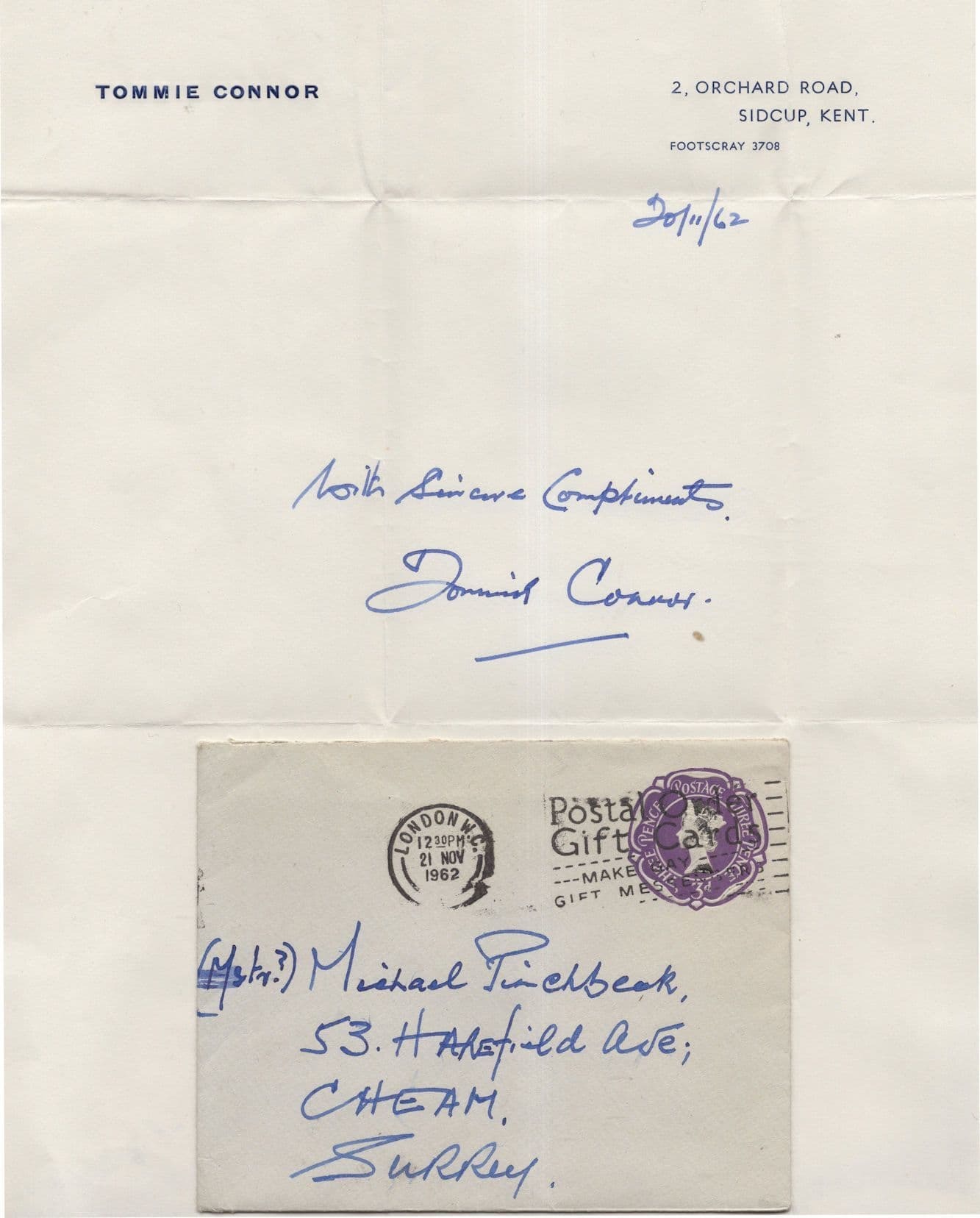 Tommie Connor The Good Bad & Ugly Hand Signed Letter From Office ...