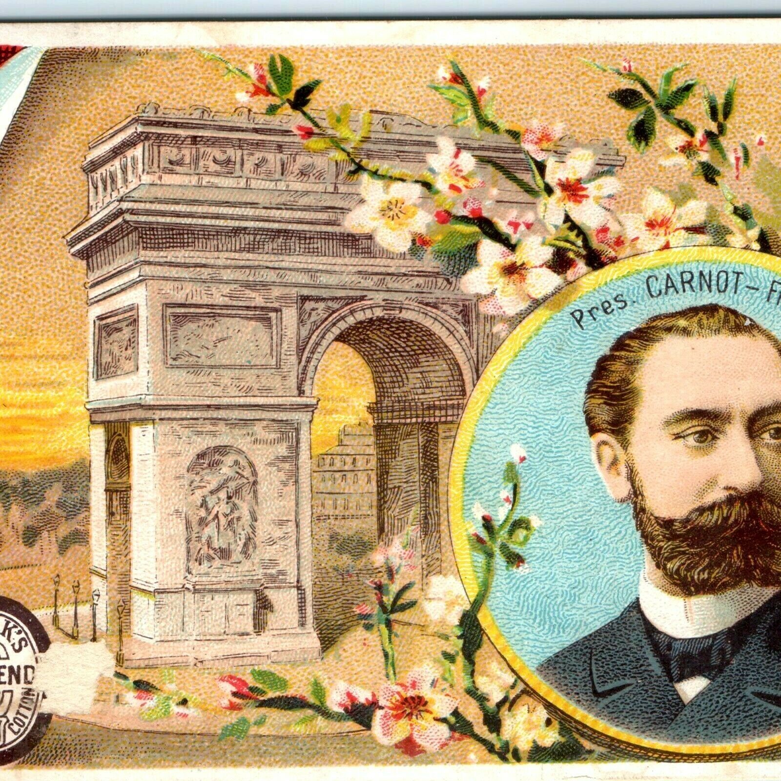 c1880s Clark's Arc de Triomphe France President Sadi Carnot Trade Card ...