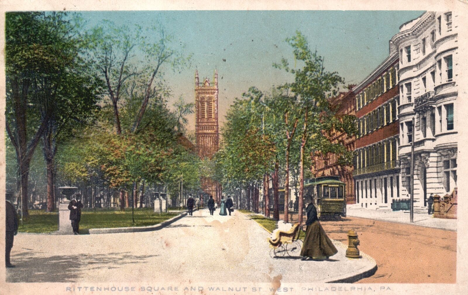Vintage Postcard 1915 Rittenhouse Square and Walnut St. West ...