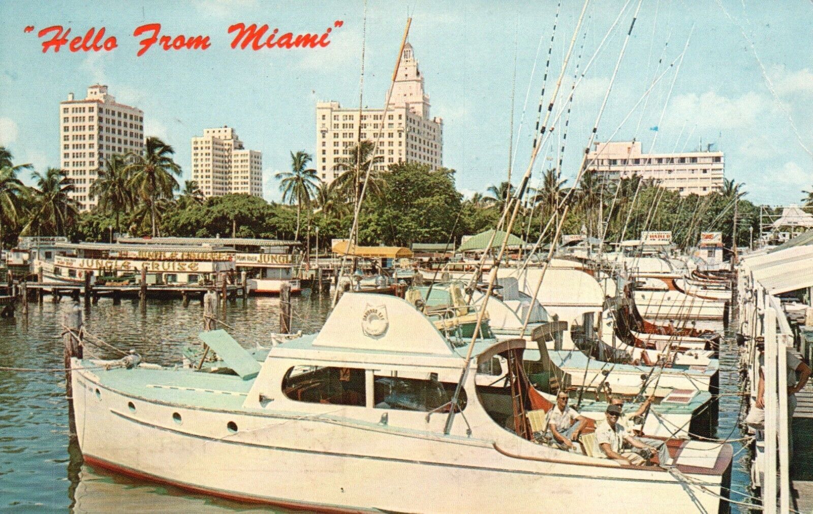 Postcard FL Miami Pier Five Miami City Yacht Basin 1967 Chrome Vintage ...