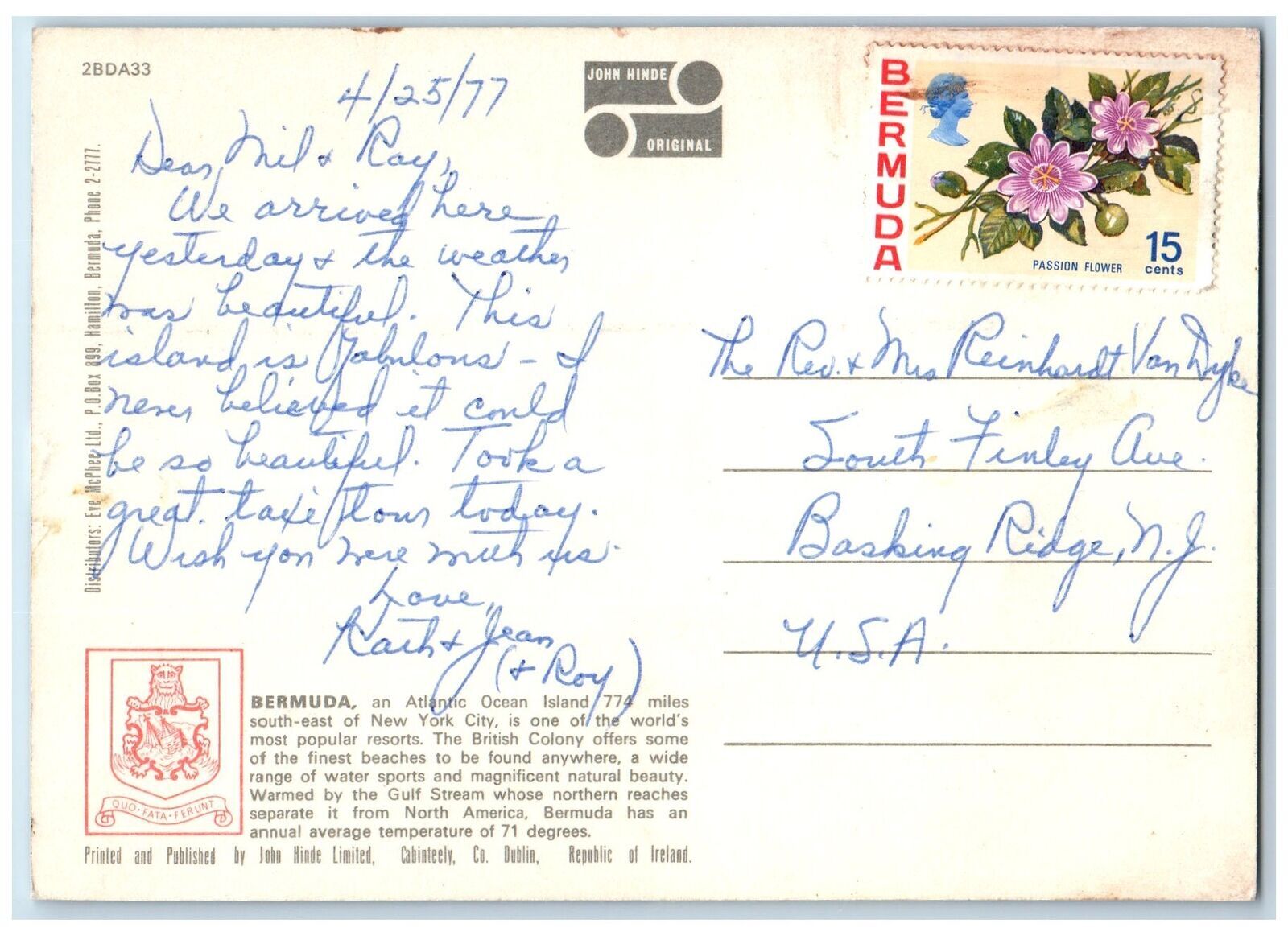 1977 Bermuda Resorts Restaurant Beaches Sailboat Atlantic Ocean AO ...