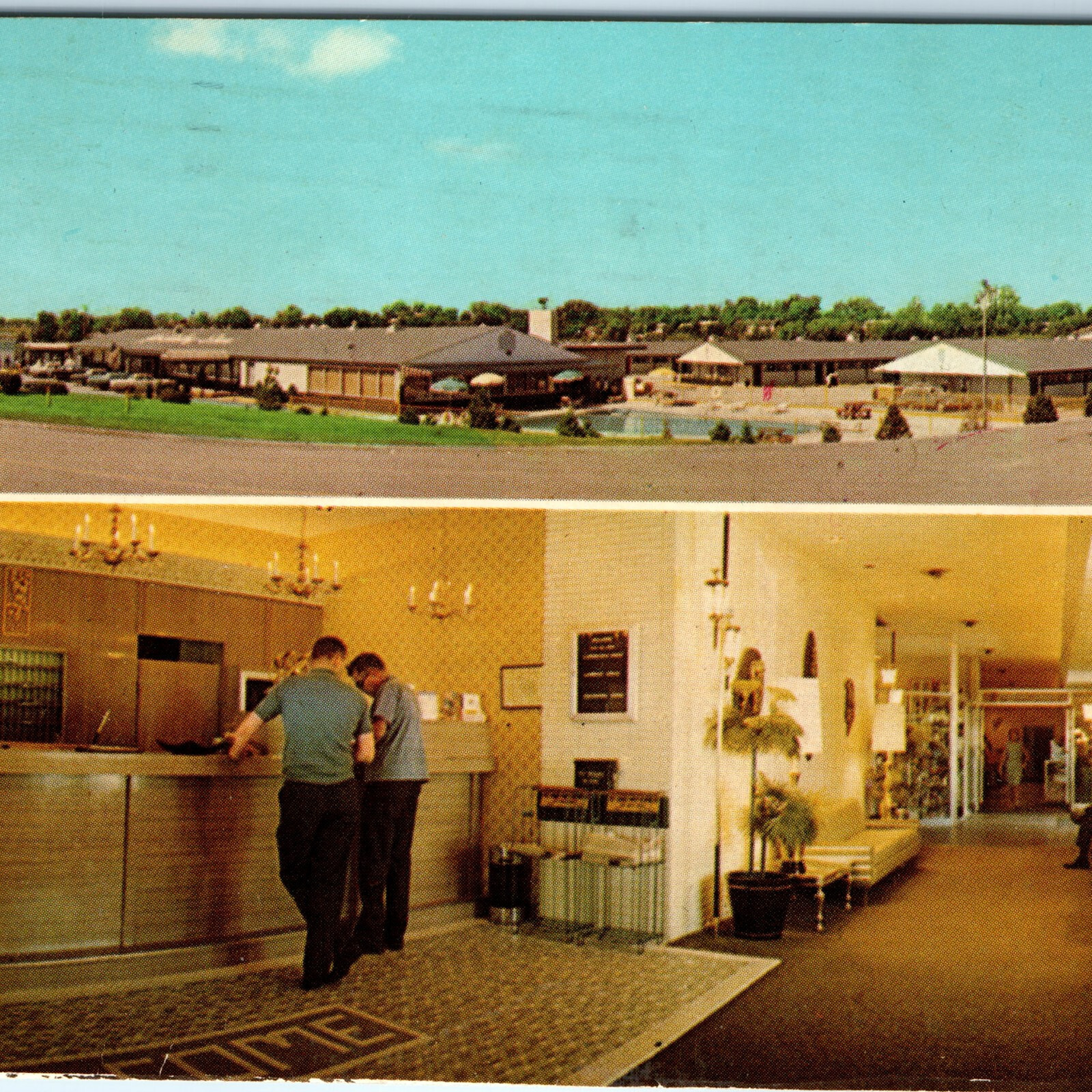 c1970s St. Louis, MO Holiday Inn North Interior Lobby Desk Hwy 66 ...