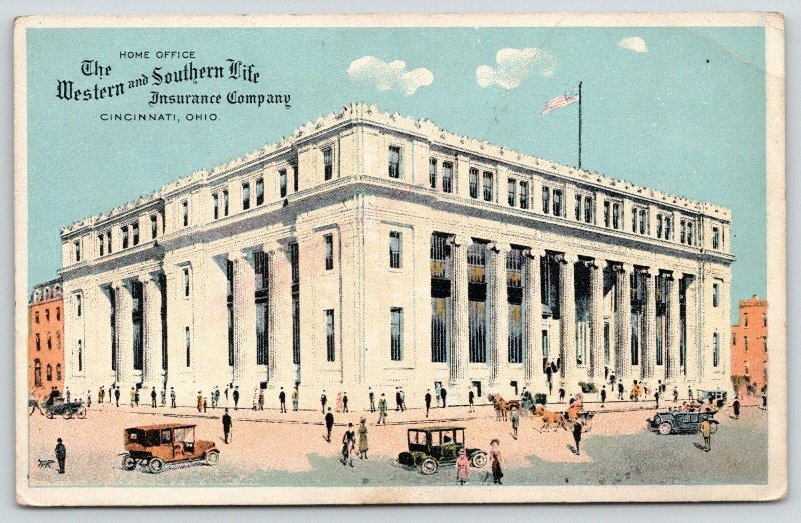 Cincinnati Ohio~Western & Southern Life Insurance Co~Busy Street Scene ...