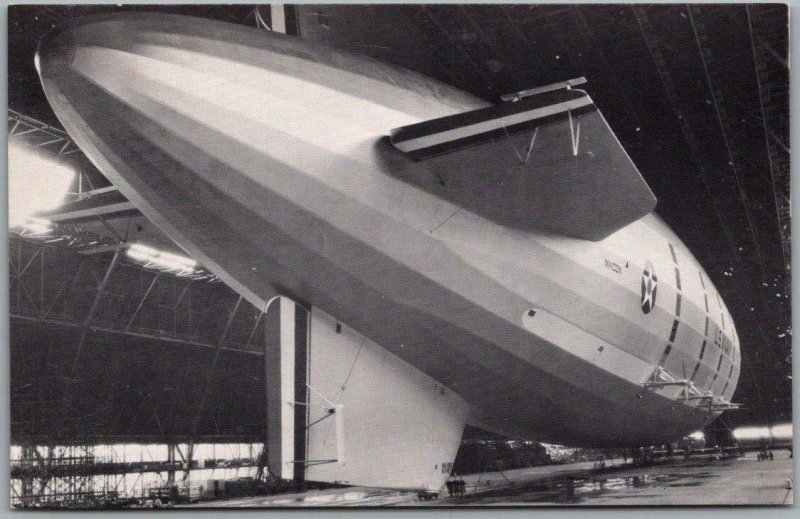 1965 Akron, Ohio Postcard RUBBER CITY STAMP CLUB / Rigid Airship Blimp ...