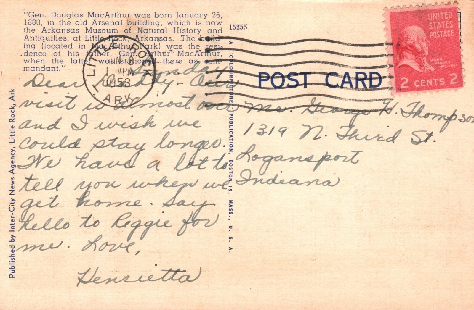 Vintage Postcard 1953 View of Old Arsenal Building at Little Rock ...