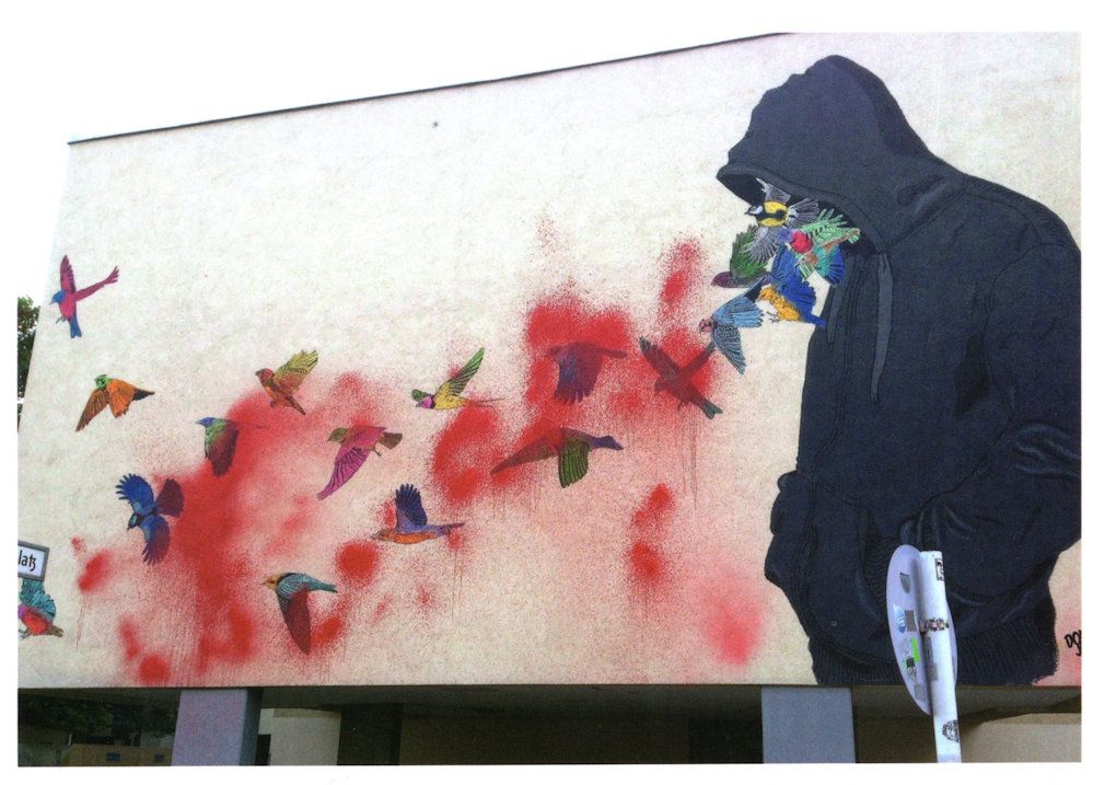 Hoody Mob Thug Sneezing Coughing Up Blood Street Art Graffiti Postcard ...