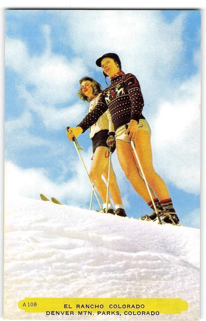 El Rancho Colorado Denver Mountain Parks Girls Skiing 1950s Vintage ...