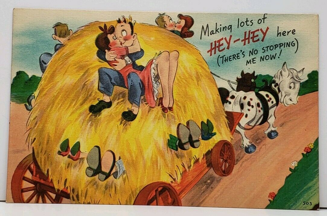 Comic Making Lots of HEY-HEY here, Couples Kissing on Hay Wagon ...