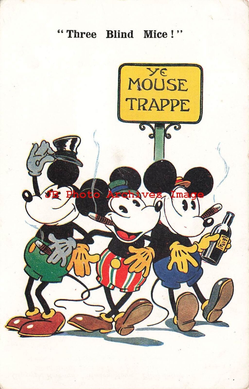 Disney, Inter-Art No 7084, Three Blind Mice! Mickey Smoking Cigar ...