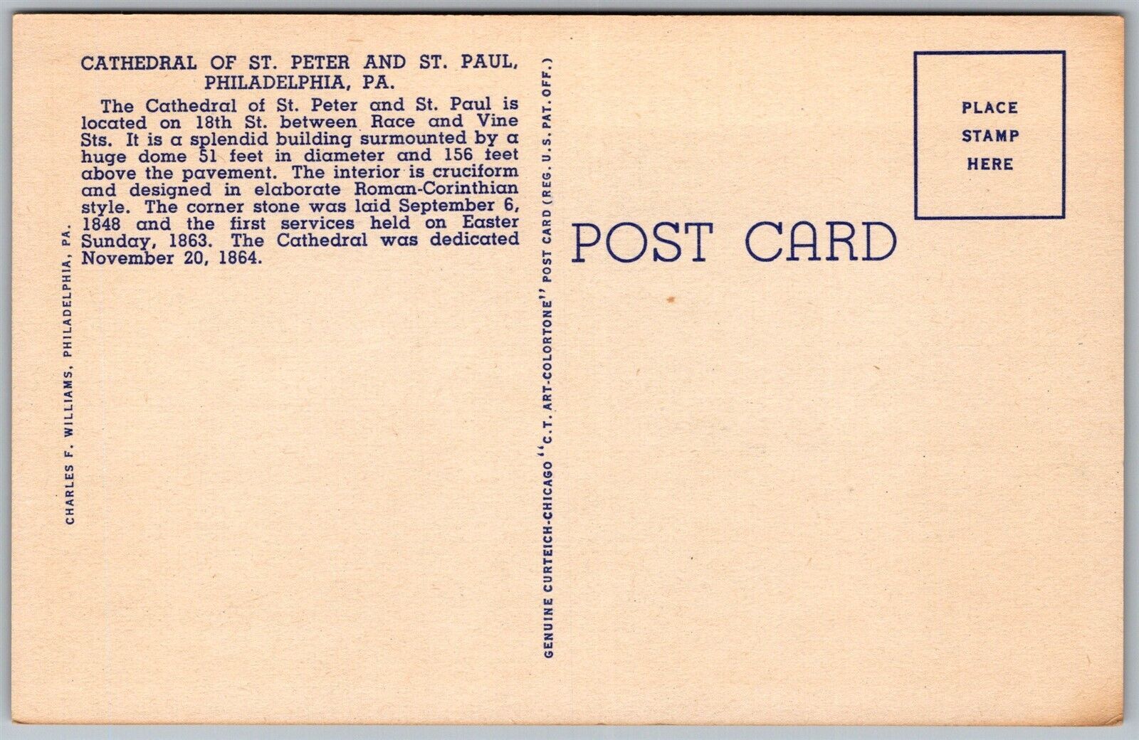 Vtg Philadelphia Pennsylvania PA St Peters & St Pauls Cathedral 1930s ...