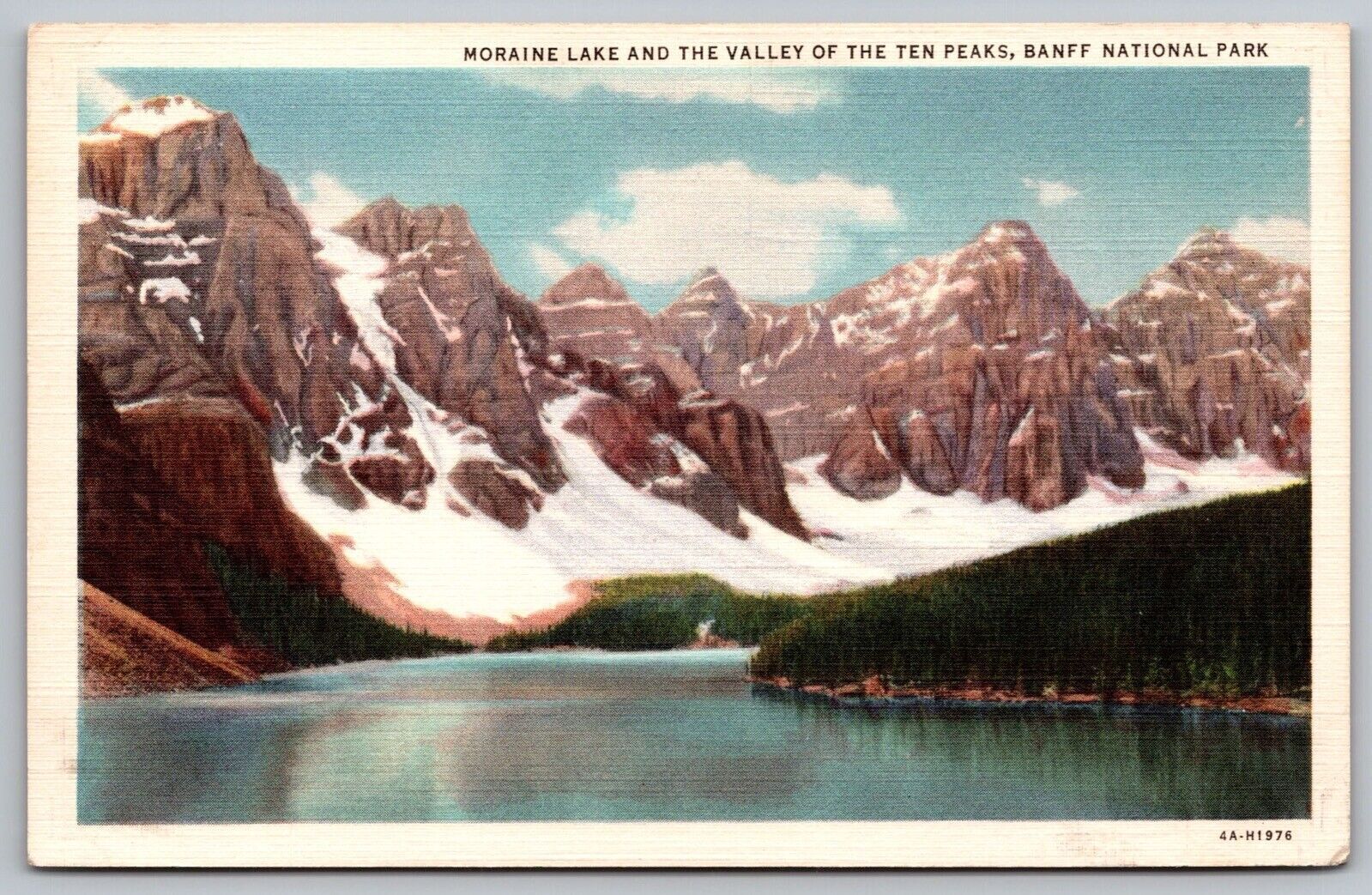 Moraine Lake Valley Ten Peaks Banff National Park Linen Postcard ...