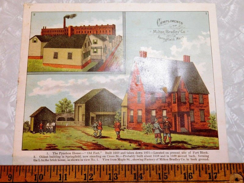 1880s Milton Bradley Co With Springfield, MA Directory Map Superb Big ...