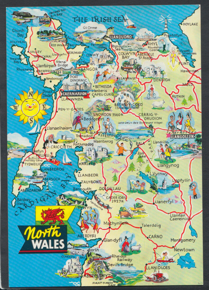 Maps Postcard - Map of North Wales RR5301 | Other / Unsorted, Postcard ...