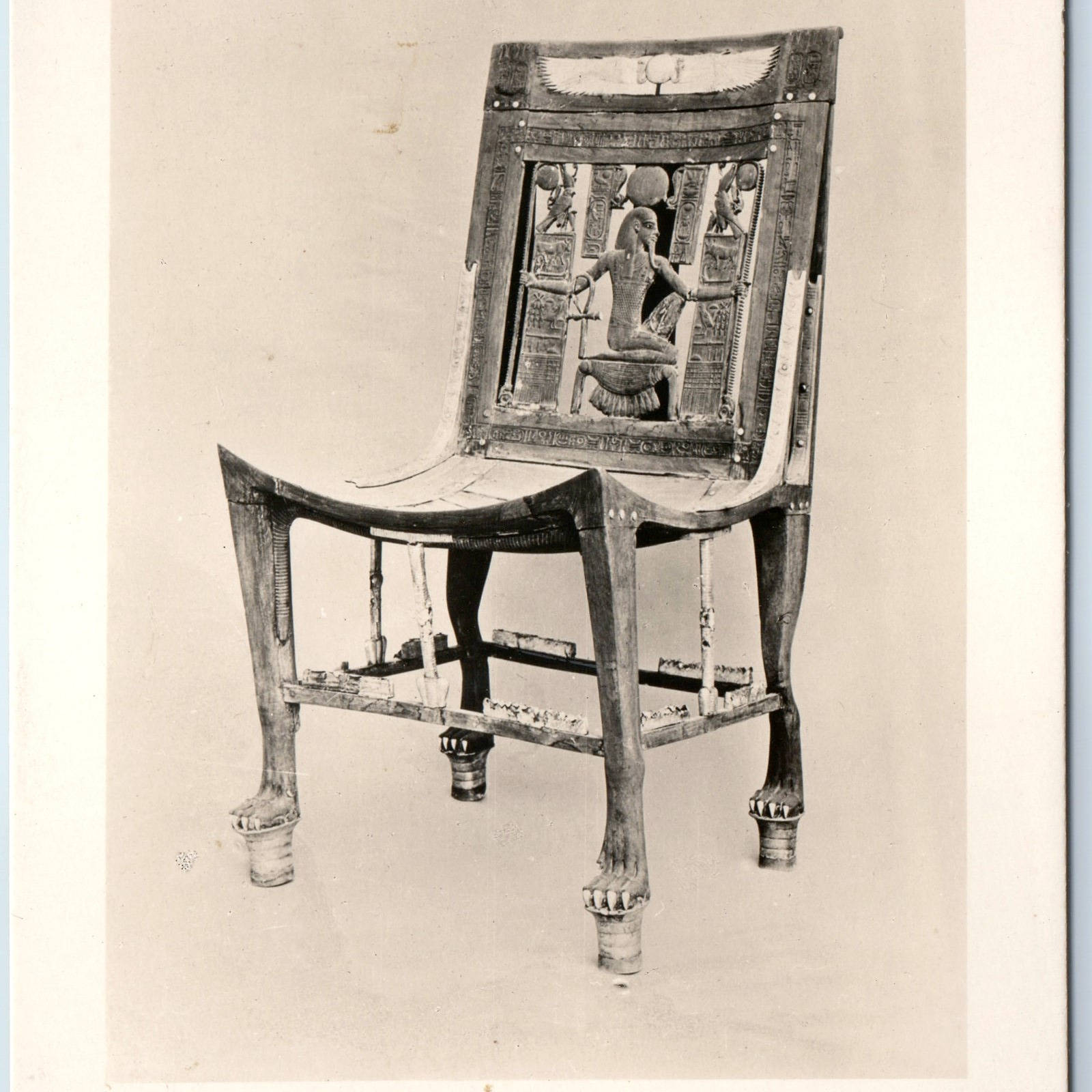 c1920s Egypt RPPC Royal Ancient King Tut Ceremonial Chair Hieroglyphic ...