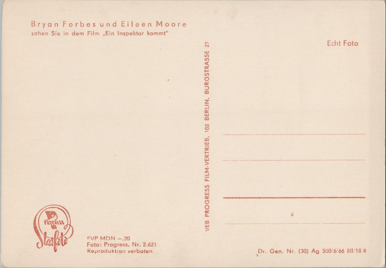 Bryan Forbes and Eileen Moore English Actor and Actress Vintage RPPC ...