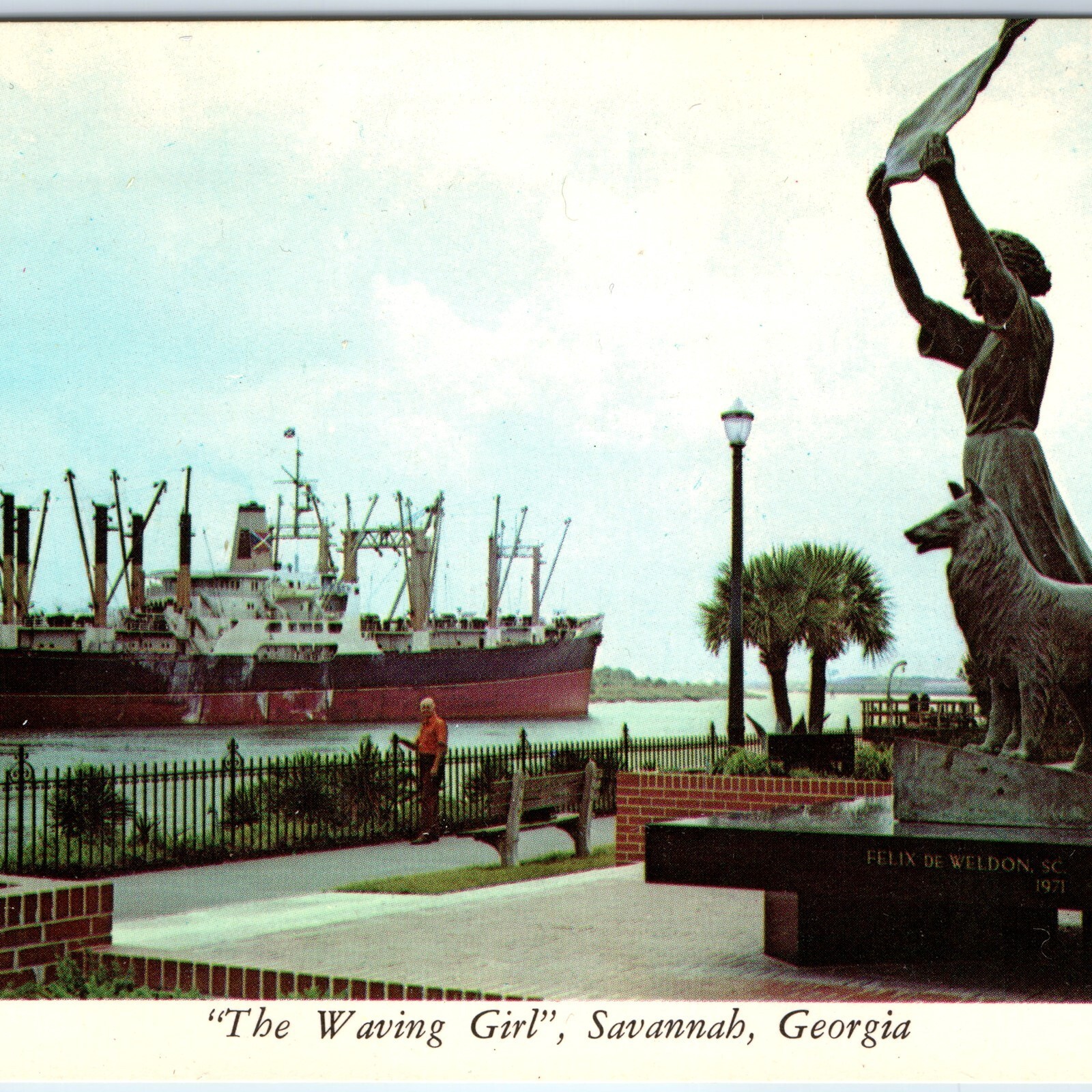 c1970s Savannah, GA Waving Girl Altrusa Club Monument Felix Weldon Ship ...