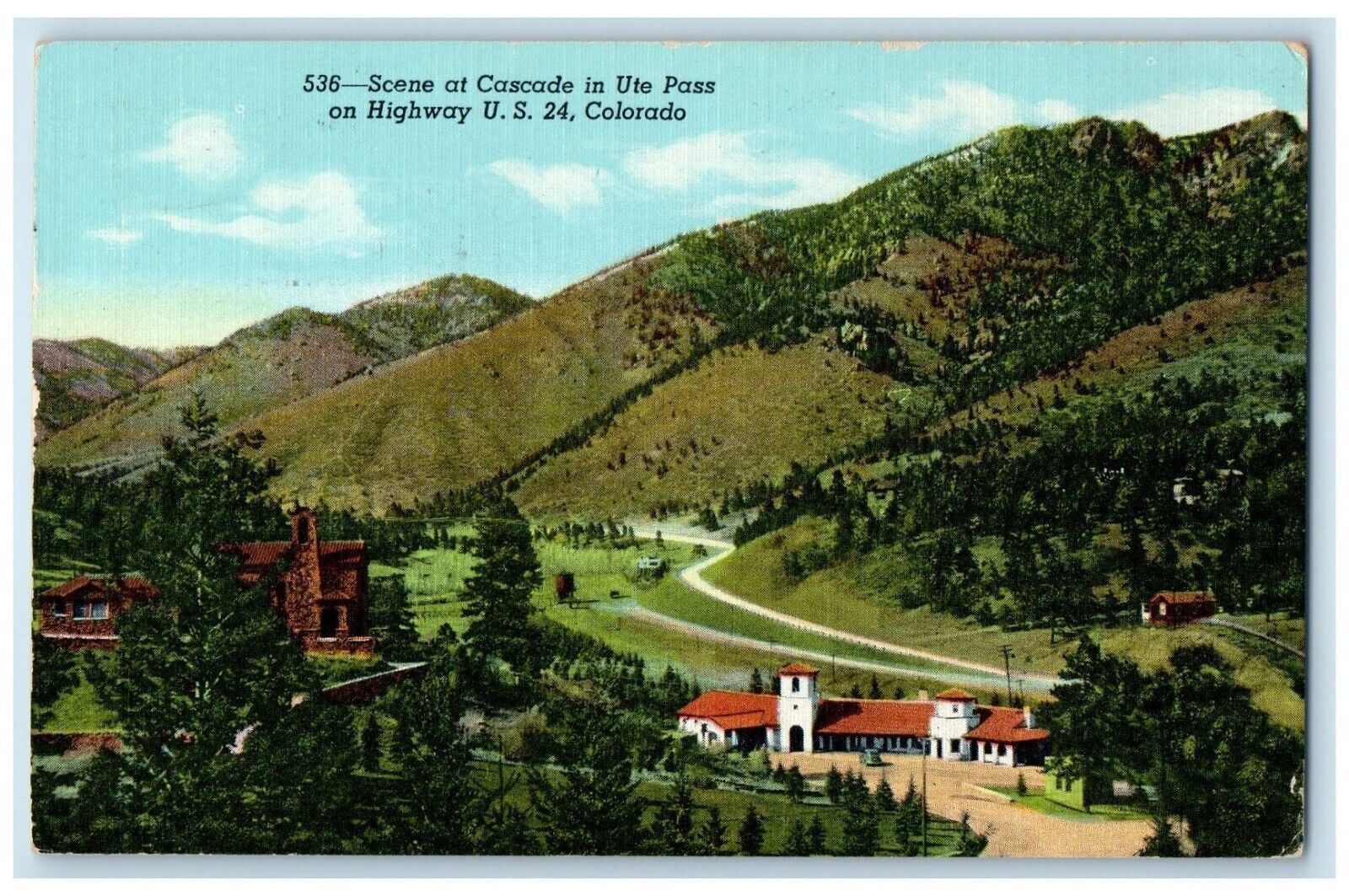 1951 Aerial View Scene Cascade Ute Pass Highway US 24 Colorado Vintage ...