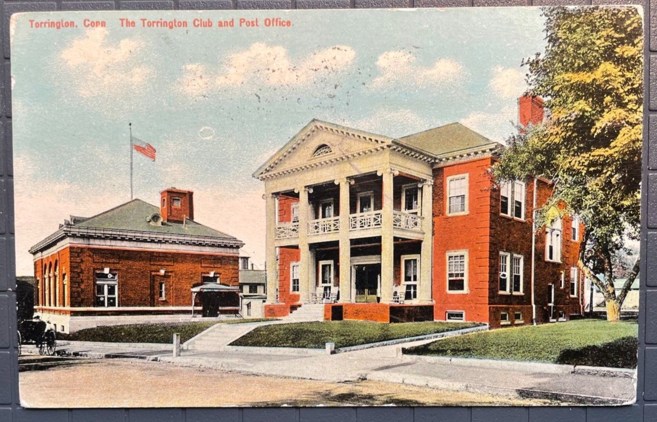 Vintage Postcard 1912 Torrington Club and Post Office Torrington ...
