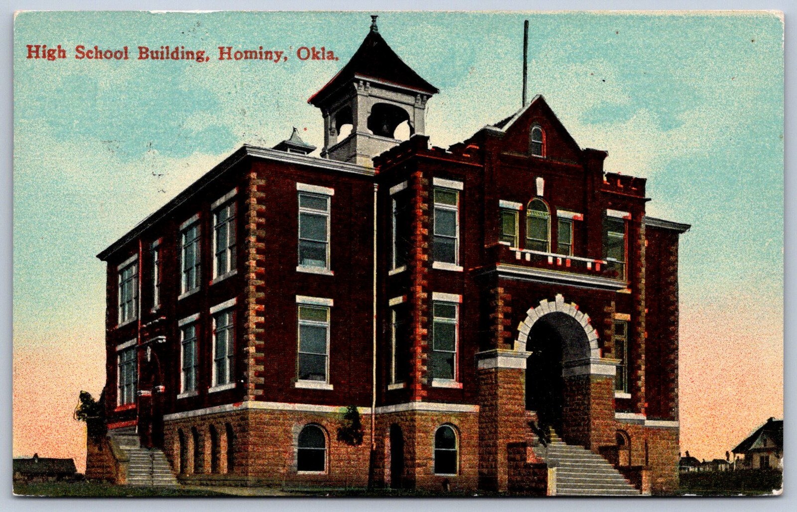 K27/ Hominy Oklahoma Postcard c1910 High School Building 406 | United ...