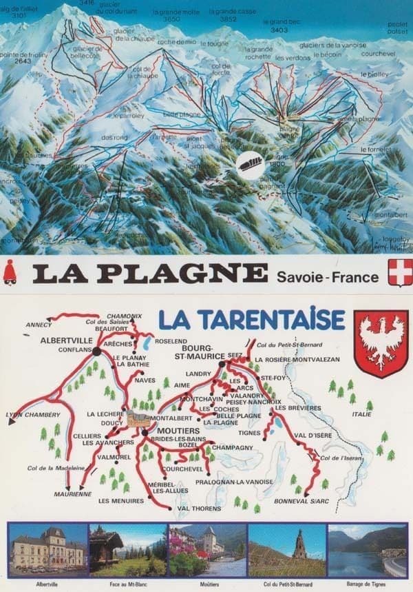 Ls Tarentaise Plagne Pierre Novat France 2x French Map Postcard s ...